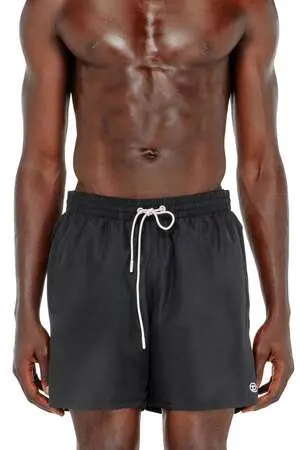 DIESEL® Swim Shorts With Embroidered Oval D Logo - Black