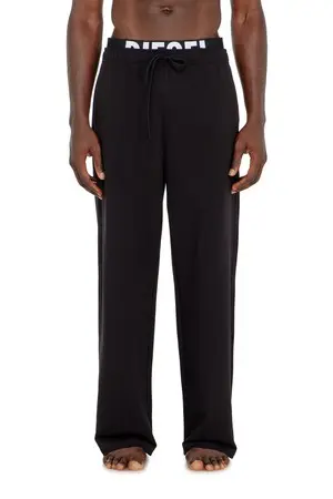 DIESEL® Cotton Sweatpants With Logo Waistband - Black