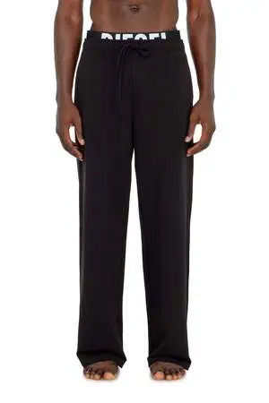 DIESEL® Cotton Sweatpants With Logo Waistband - Black