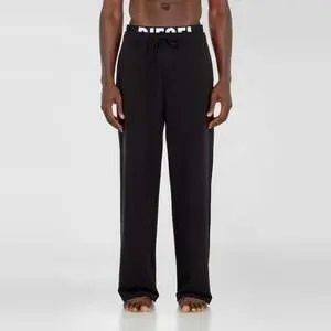 DIESEL® Cotton Sweatpants With Logo Waistband - Black