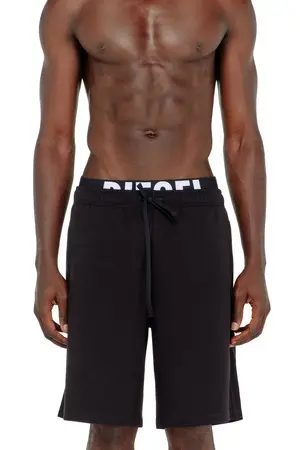 DIESEL® Cotton Shorts With Logo Waistband - Black