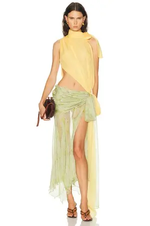 SIEDRES Dalia Two Toned Draped Chiffon Gown - Multi