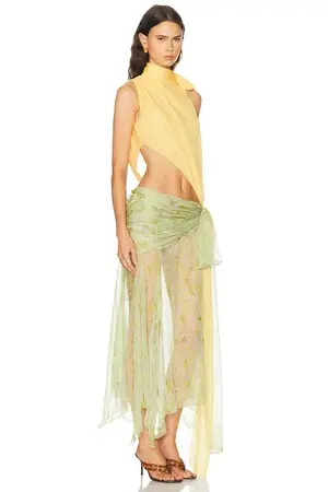 SIEDRES Dalia Two-toned Draped Chiffon Gown