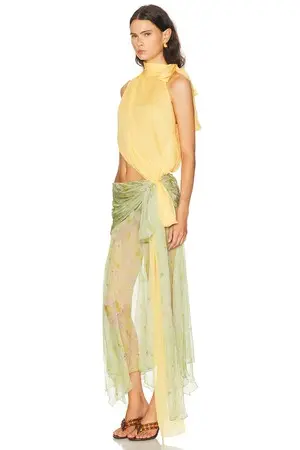 SIEDRES Dalia Two-toned Draped Chiffon Gown