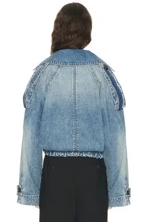 Brandon Maxwell Regan Denim Trench Jacket In Blue