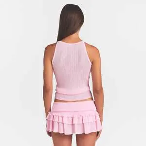 SKIMS Sheer Knit Plunge Tank - Peony