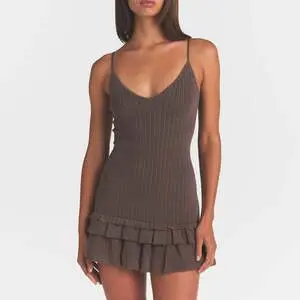 SKIMS Sheer Knit Ruffled Mini Dress