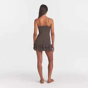 SKIMS Sheer Knit Ruffled Mini Dress
