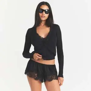 SKIMS Cardigan | Black | | Sheer Knit - Onyx