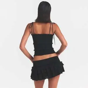 SKIMS Ruffle Cami Top | Black | | Sheer Knit