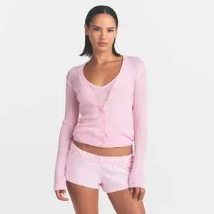 SKIMS Cardigan | Pink | | Sheer Knit