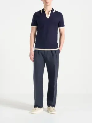 Manière De Voir Lambert Contrast Detail Knit Polo Shirt - Navy