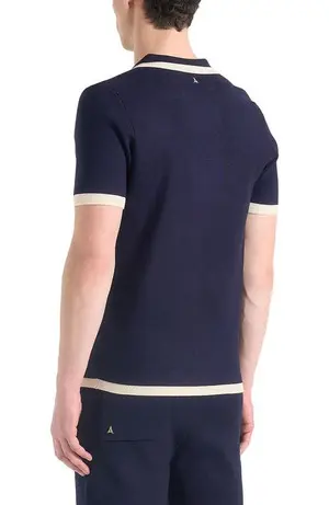Manière De Voir Lambert Contrast Detail Knit Polo Shirt - Navy