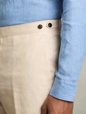 REISS Kin Tailored Fit Linen Trousers - Stone