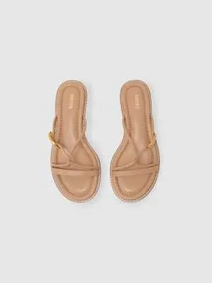 REISS Raina Leather Twist-strap Flat Sandals
