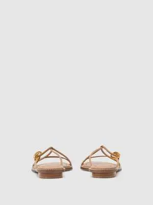 REISS Raina Leather Twist-strap Flat Sandals