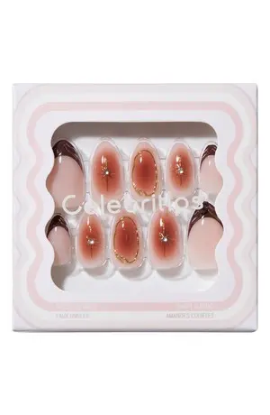 CELEBRITIPS 3d Sparkling Berry Short Almond Press-on Nails Amber Muse