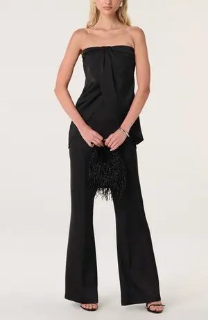 Astr The Label Keona Strapless Twisted Front Top - Black