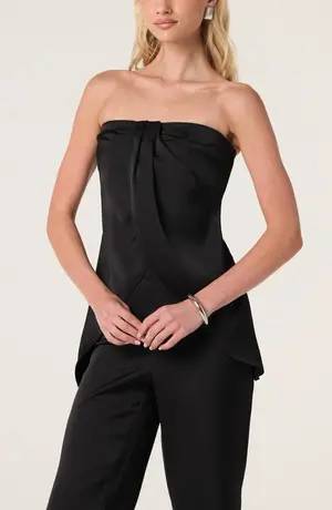 Astr The Label Keona Strapless Twisted Front Top - Black