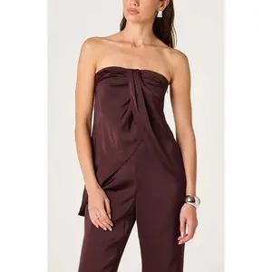 Astr The Label Keona Strapless Twisted Front Top Raisin