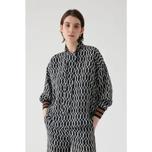 EXQUISE Annette Blouse - Black Patterned