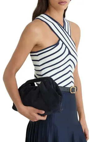 REISS June Leather Clutch - Navy