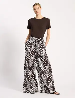 ALBARAY Palm Print High-waist Wide-leg Trousers