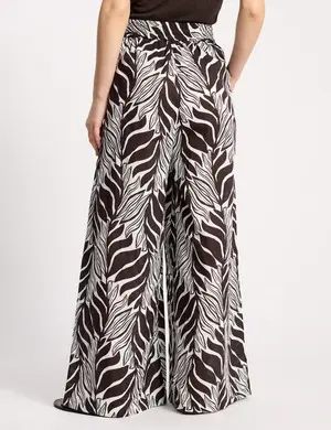 ALBARAY Palm Print High-waist Wide-leg Trousers