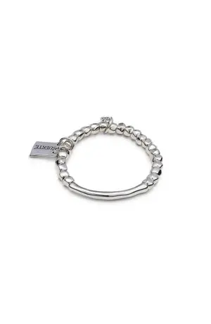 UNODE50 Bead Bracelet With Tubular Piece And -plated Plate With Message - Silver