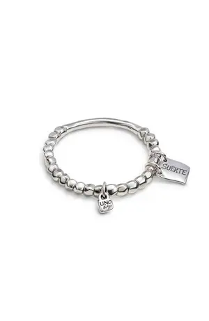 UNODE50 Plated Bead Bracelet With "luck" Message