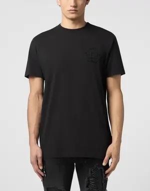 Philipp Plein Round Neck T-shirt Raw Edge Monogram Monogram Men Black