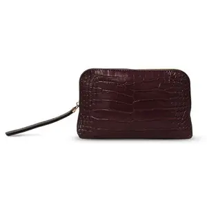 YOUZEY Muse Mini Croc Cosmetic Clutch Brown