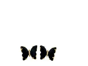 GEMINI JEWELRY Butterfly Crystal Stud Earrings - Black