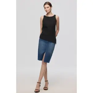 JUANA Denim Atelier Midi Skirt - Medium Indigo