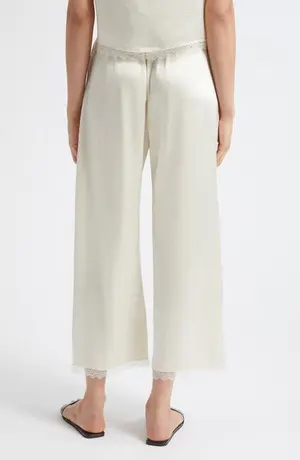 LESET Lace Detail Crop Satin Pants