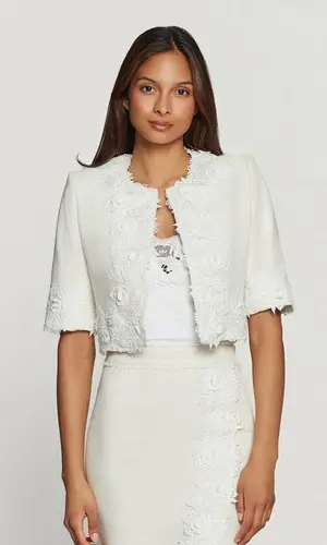 Generation Love Nicco Lace Combo Tweed Jacket - Cream