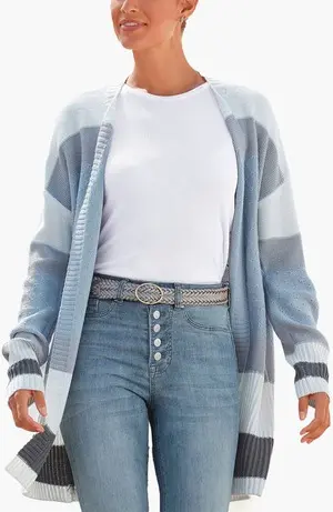 LASCANA Color Block Cardigan - Blue Multi