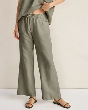 HAVEN WELL WITHIN Organic Cotton Linen Drawstring Pants - Vetiver