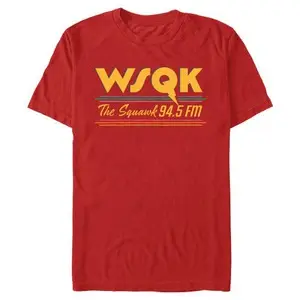 STRANGER THINGS Netflix Retro Radio The Squawk Wsqk 94.5 Fm Stripes Short Sleeve Graphic T-shirt - Red