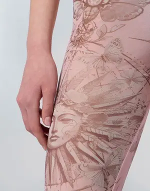 Philipp Plein Tulle Leggings Butterfly Tattoo