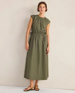 HAVEN WELL WITHIN Organic Cotton Poplin Side-tie Maxi Dress - Deep Willow