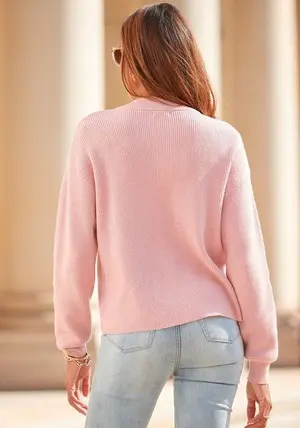 LASCANA Ribbed Button Up Sweater