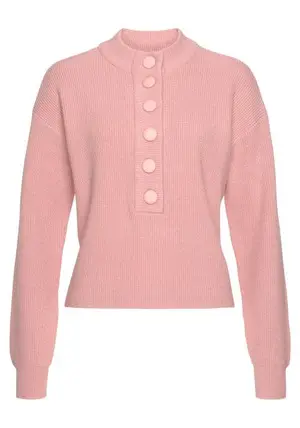 LASCANA Ribbed Button Up Sweater