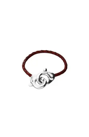 UNODE50 Brown Leather Bracelet With Interlocking Carabiner Detail