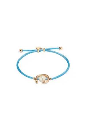 UNODE50 Blue Thread Bracelet With Pearl Shell Findings Plated