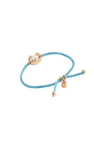 UNODE50 Blue Thread Bracelet With Pearl Shell Findings Plated