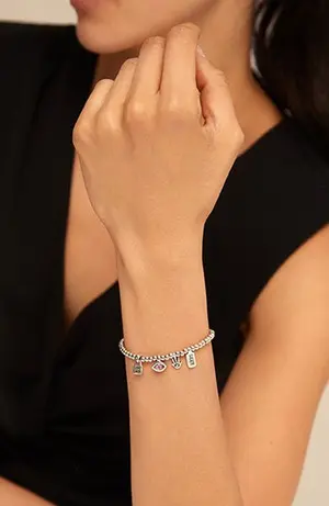 UNODE50 Plated Charm Bracelet With Crystal