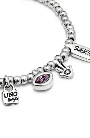 UNODE50 Plated Charm Bracelet With Crystal