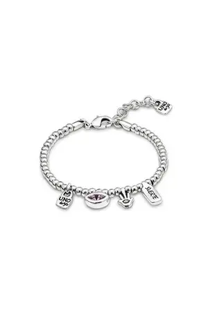 UNODE50 Plated Charm Bracelet With Crystal - Silver