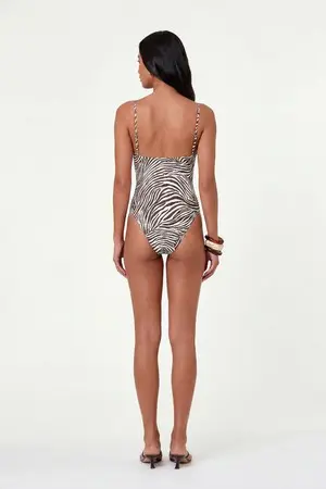 NICHOLAS Dione One-piece Swimsuit With Embellished Strap - Graphic Zebra